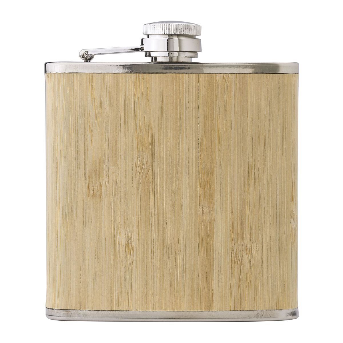 Cheap stainless steel and bamboo hip flask HAYDEN